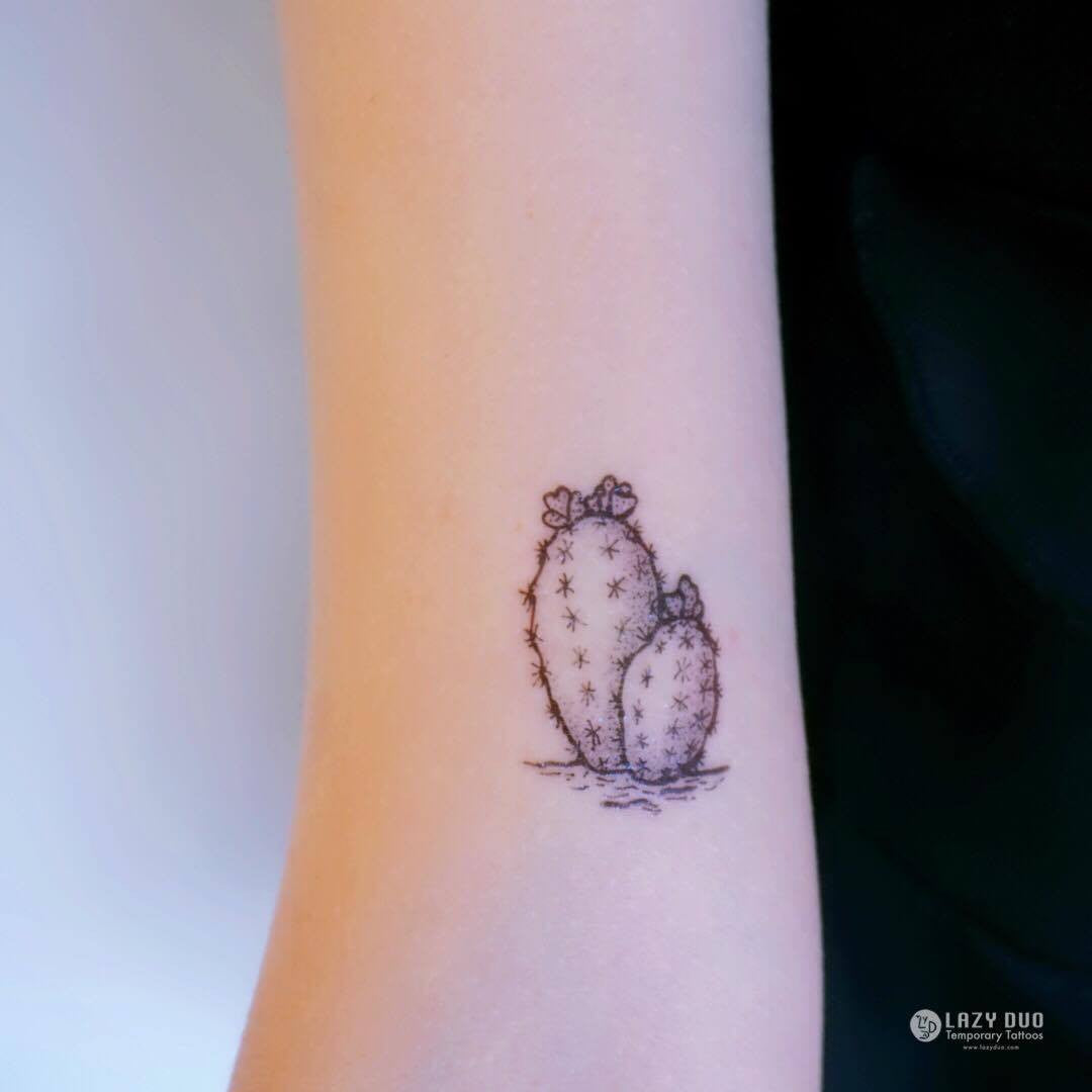 Cactus LAZY DUO Temporary Tattoo Sticker Custom HK水彩仙人掌刺青紋身貼紙設計少量印刷訂做客製 ...
