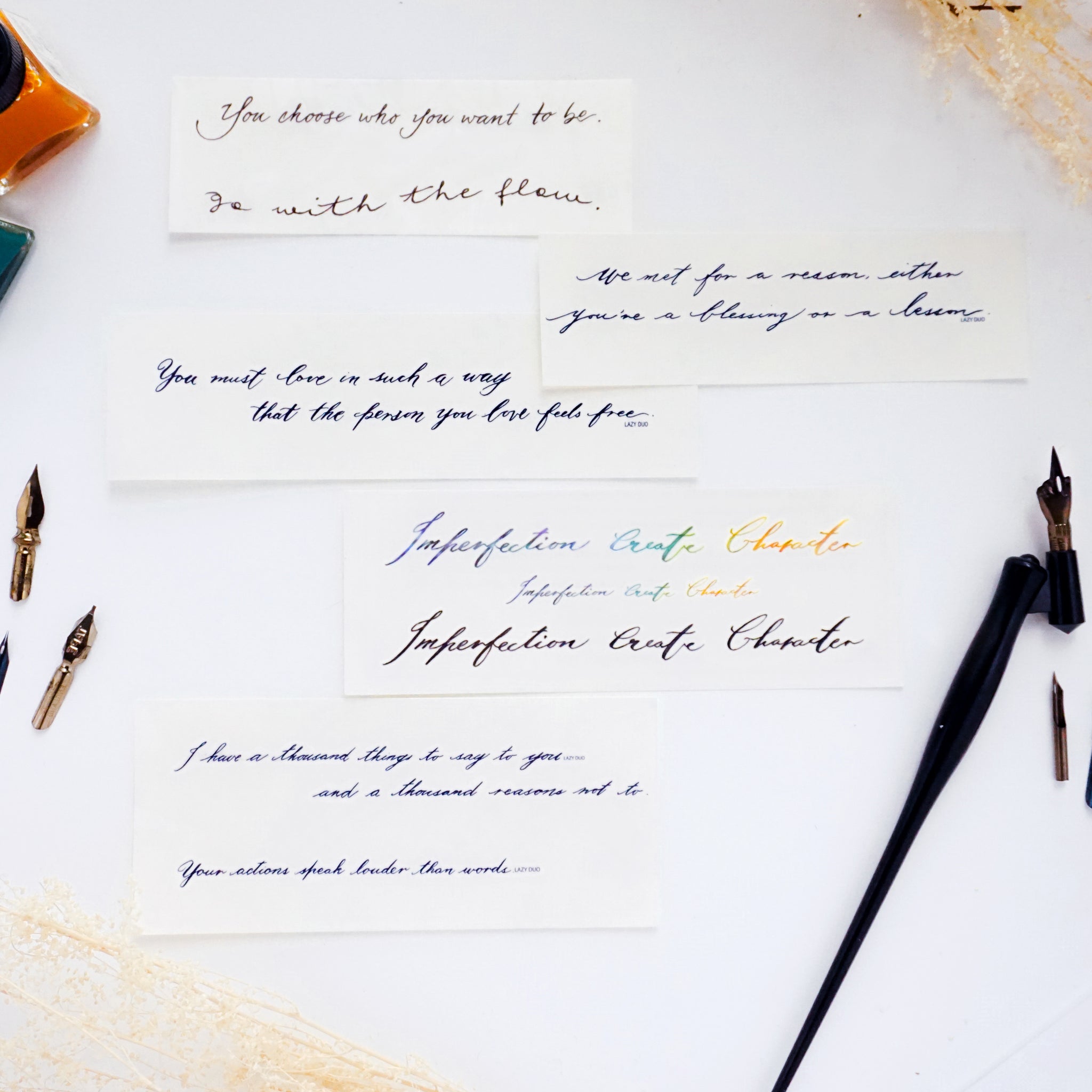 LAZY DUO Watercolor Calligraphy Lettering Temporary Tattoo HK ...