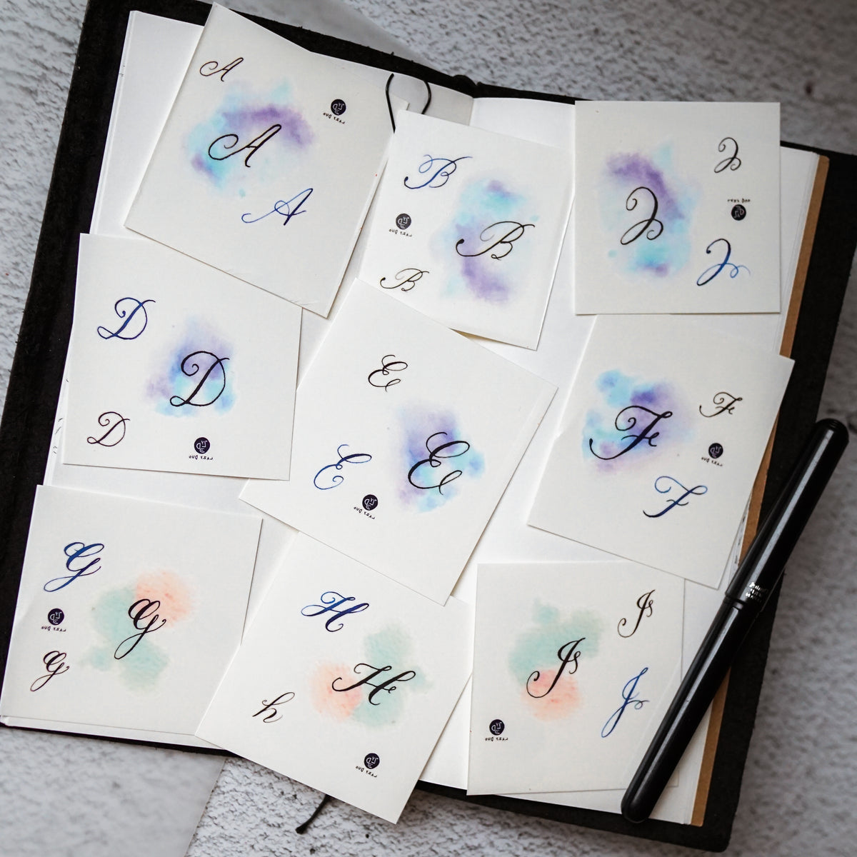 LAZY DUO Watercolor A to Z Calligraphy Lettering Temporary Tattoo HK ...